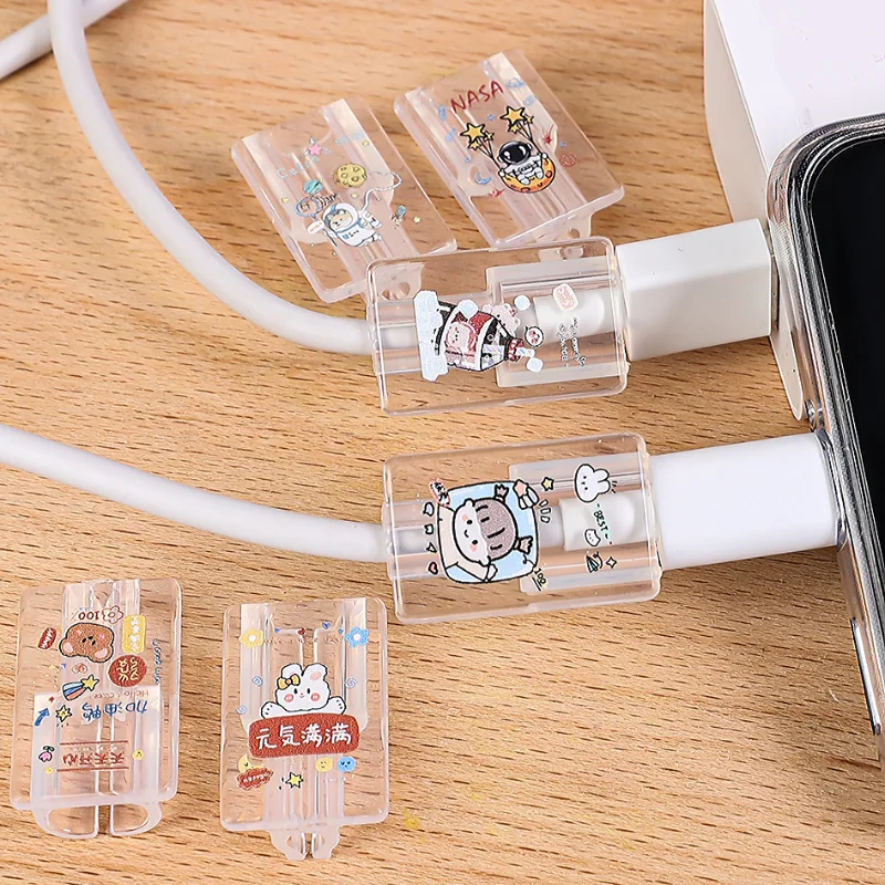 Soft-Silicone-Cartoon-Clear-Data-Cable-Protective-Case-Clip-For-Apple ...