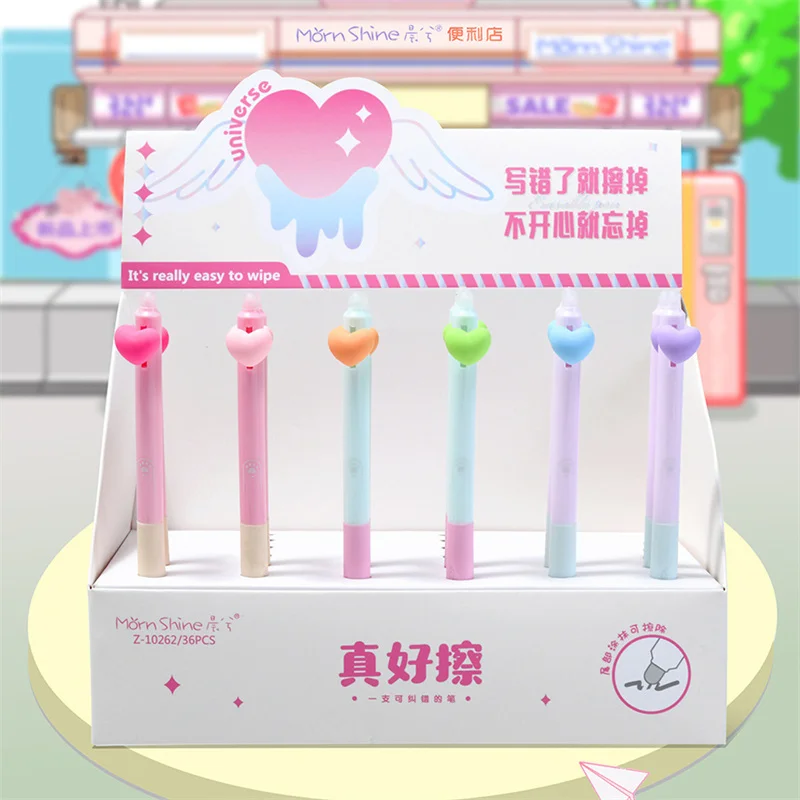 36-pcs-lot-Cartoon-Love-Heart-Erasable-Gel-Pen-Cute-0-5mm-Blue ...