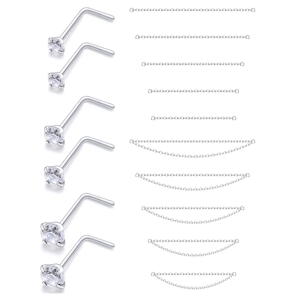 Nose-Ring-Chain-Piercing-Across-Piercings-Surgical-Steel-Double-Nose ...