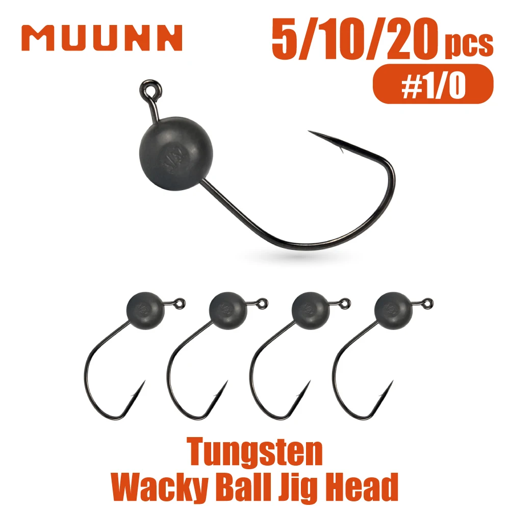 MUUNN-Tungsten-Wacky-Ball-Jig-Heads-Wacky-Rig-Texas-Rig-Hook-Finesse ...