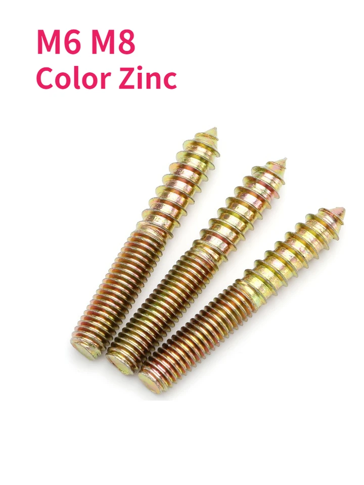 Dowel Screw Double End Wood To Metal M8 8Mm X 50Mm Bzp