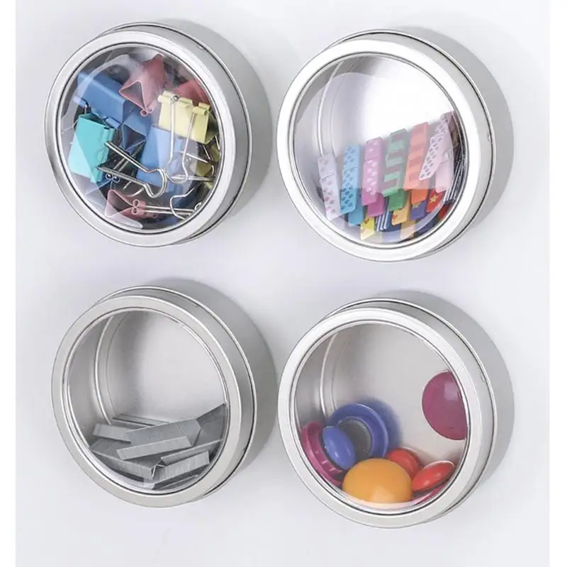 Round-Magnetic-Storage-Tin-Box-Kitchen-Refrigerator-Magnet-Small-Object ...