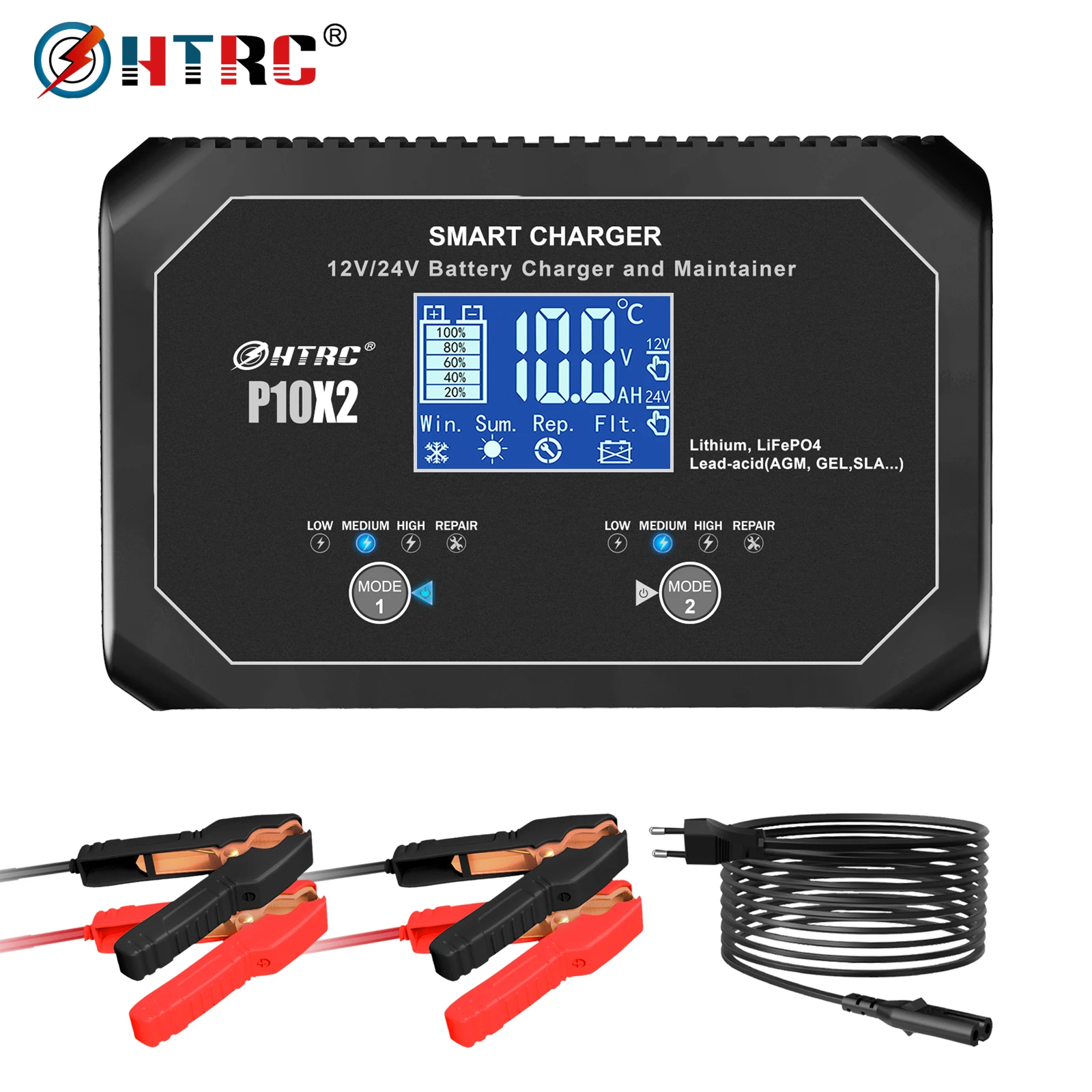 HTRC 10Ax2 12V 24V Dual Smart Battery Charger for Electric Motorcycles ...