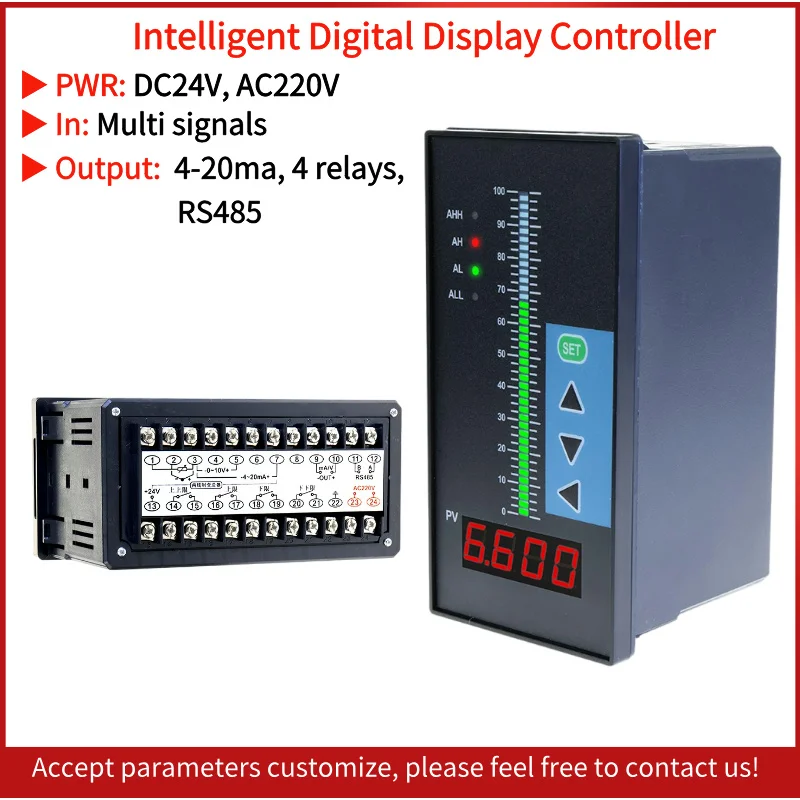 Fuel Liquid Water Digital Level Indicator 4-20mA Input 4 Relay Output ...