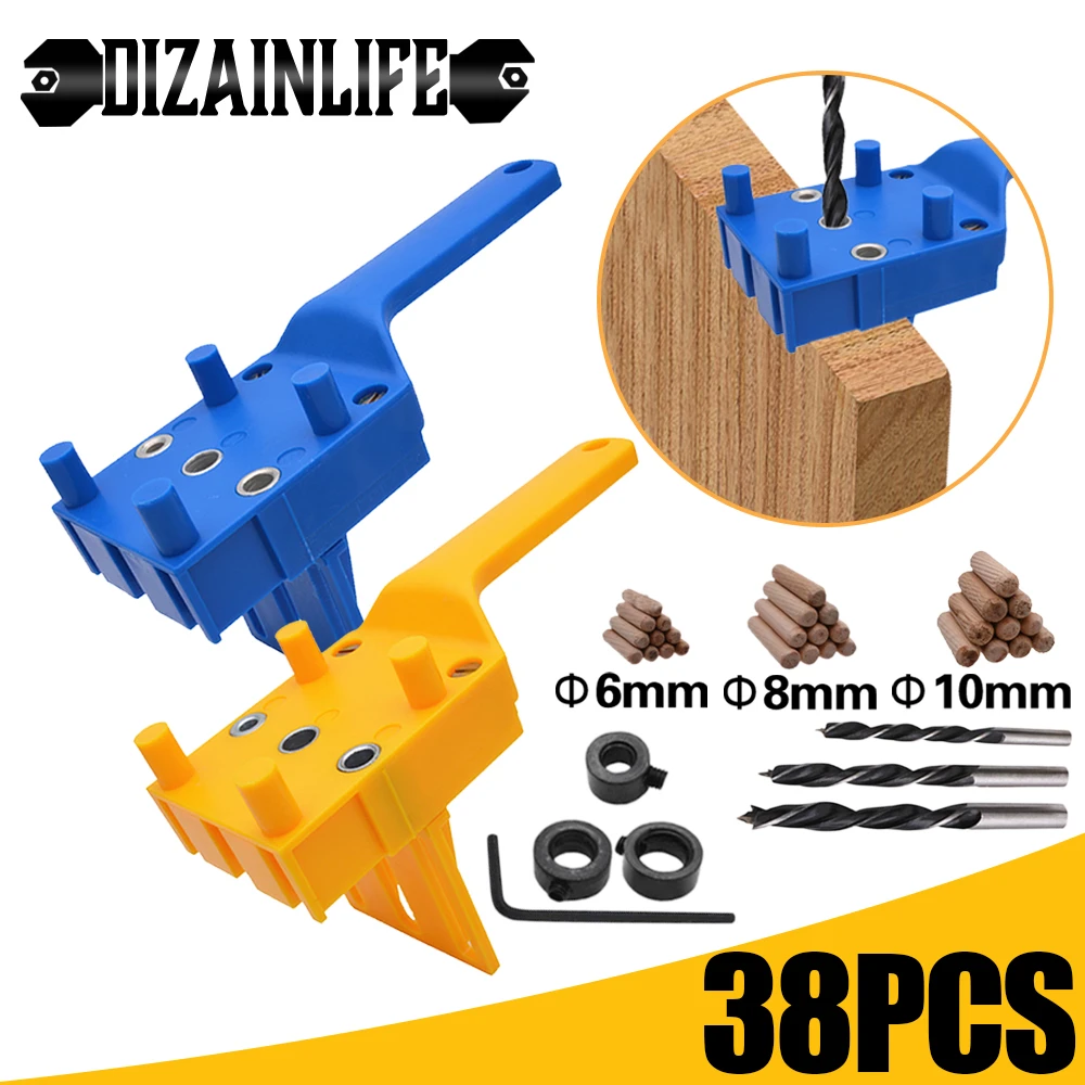 Quick Wood Dowel Jig Pocket Hole Jig Kit Handheld Drilling Doweling 6/8 ...