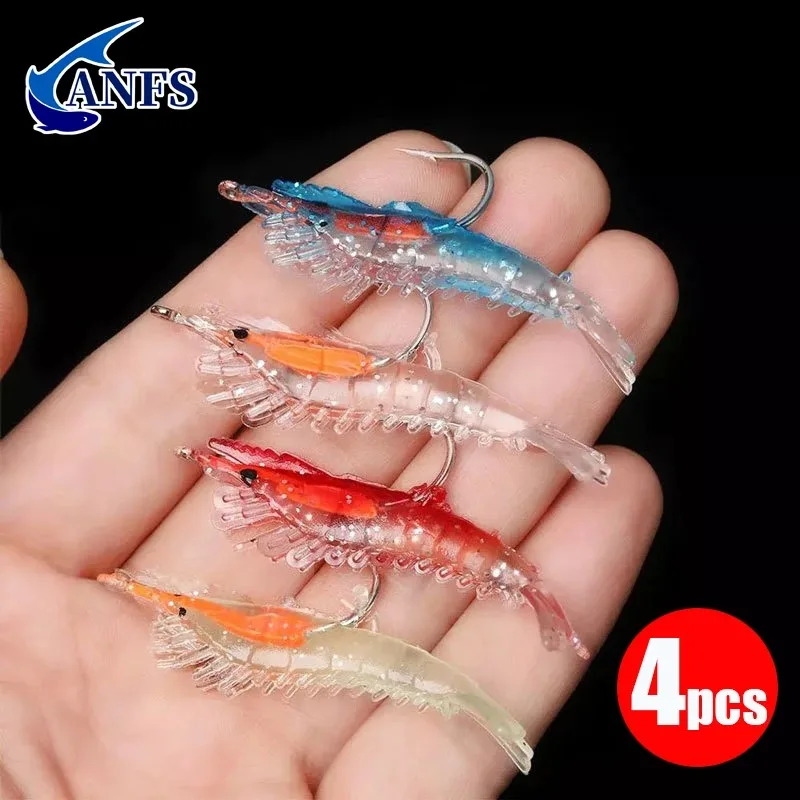 ANFS-4pcs-Bag-6cm-3g-Luminous-Simulation-Shrimp-Soft-Bait-Artificial ...
