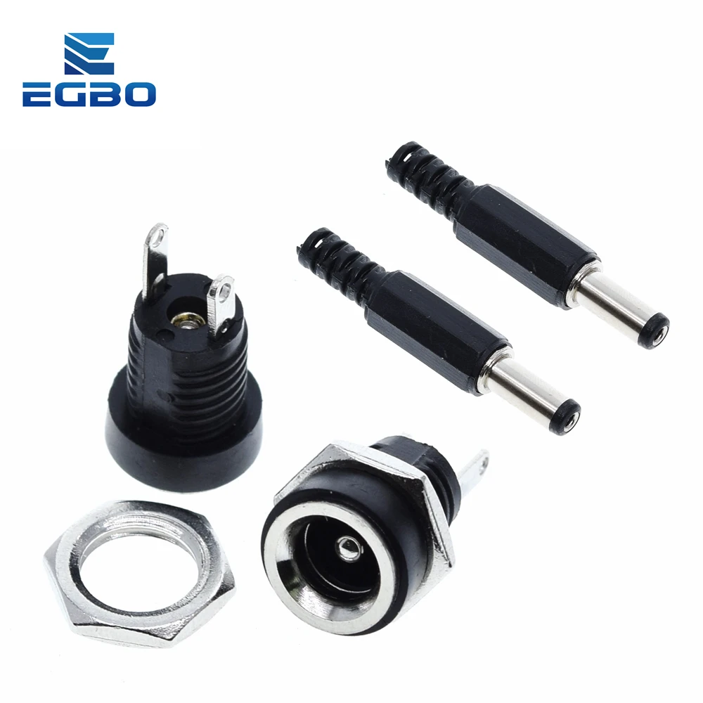 10PCS-5Pair-DC-Power-Connector-pin-2-1x5-5mm-Female-Plug-Jack-Male-Plug ...