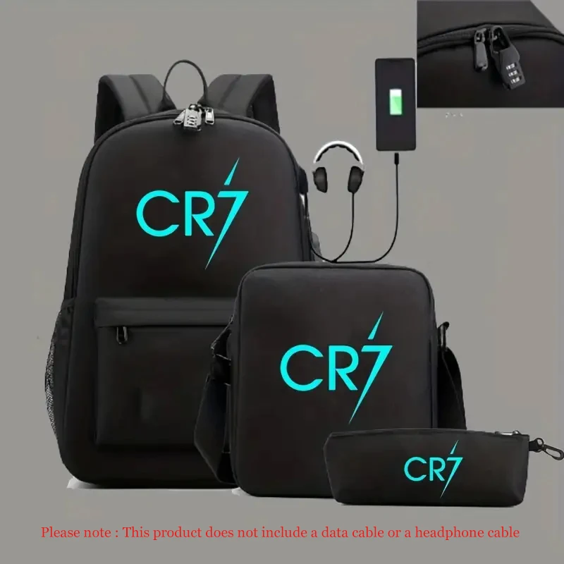 3pcs-CR7-Luminous-Backpacks-Capacity-Travel-Backpack-Sports-Printed ...