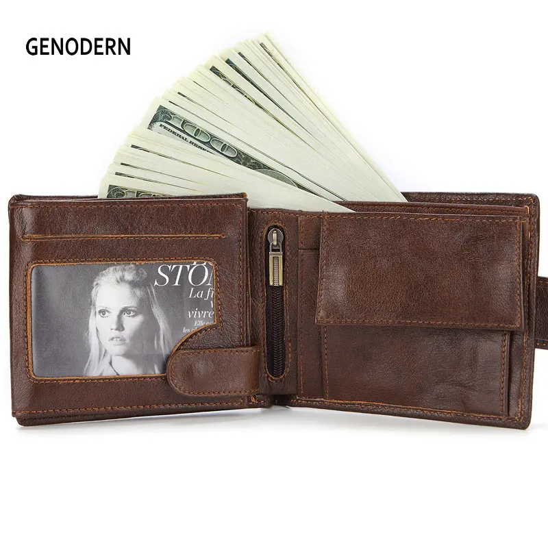 Genodern New Wallet With Buckle For Men Genuine Leather Men Wallets ...