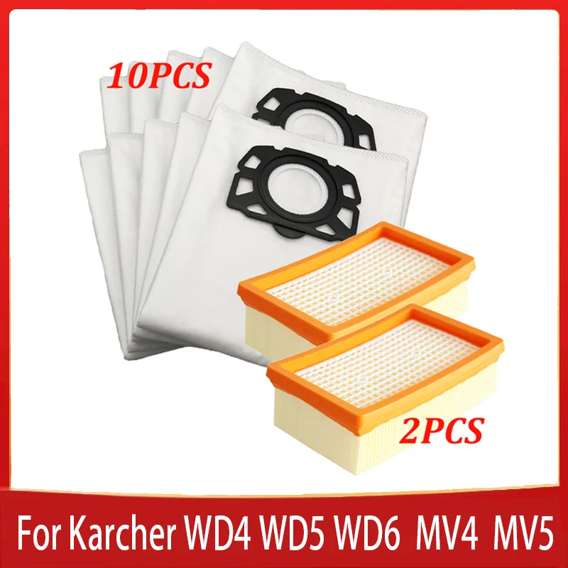 Flat-Filter-Dust-Bag-For-Karcher-WD4-WD5-WD6-Premium-MV4-MV5-2-863-005 ...