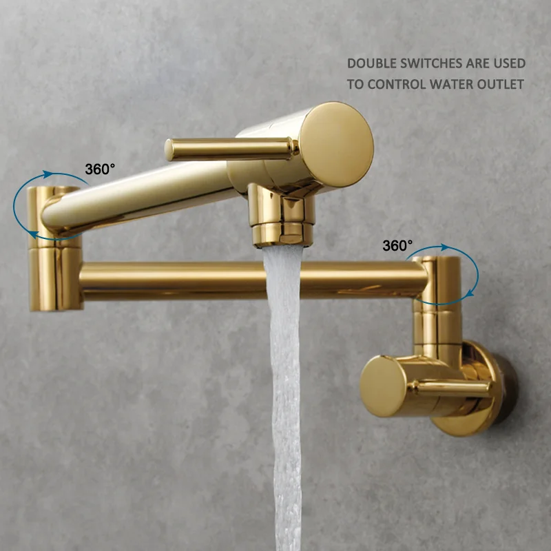 Brass-Pot-Filler-Tap-Wall-Mount-Foldable-Kitchen-Faucet-Single-Cold ...