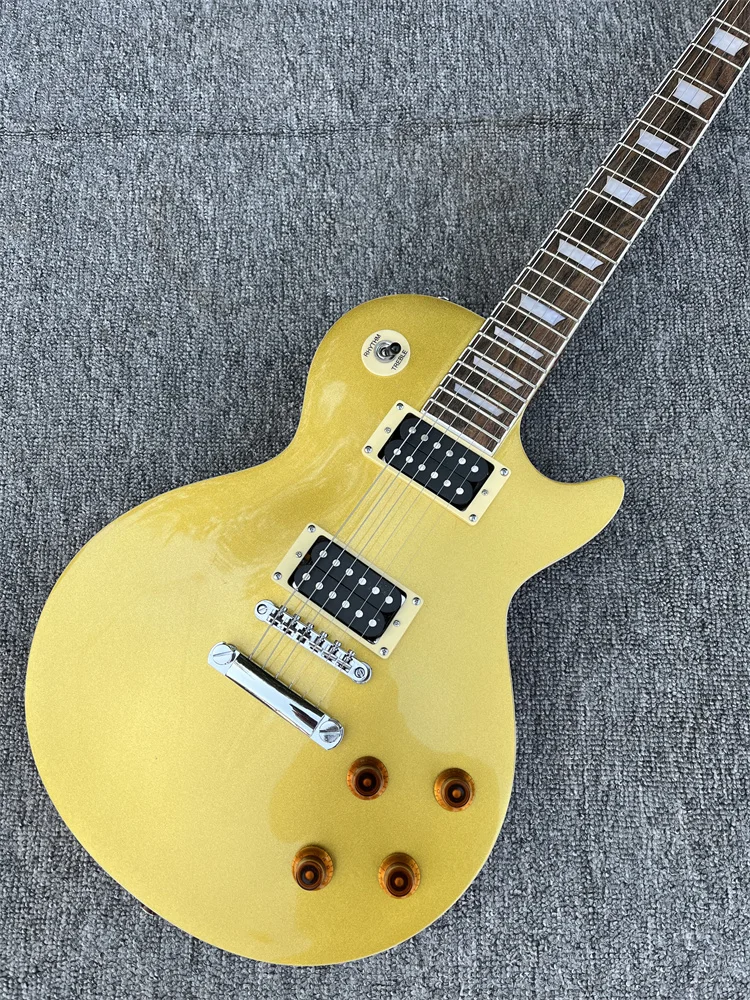Custom-LP-Electric-Guitar-Mahogany-Body-Yellow-Metallic-Top-Rosewood ...