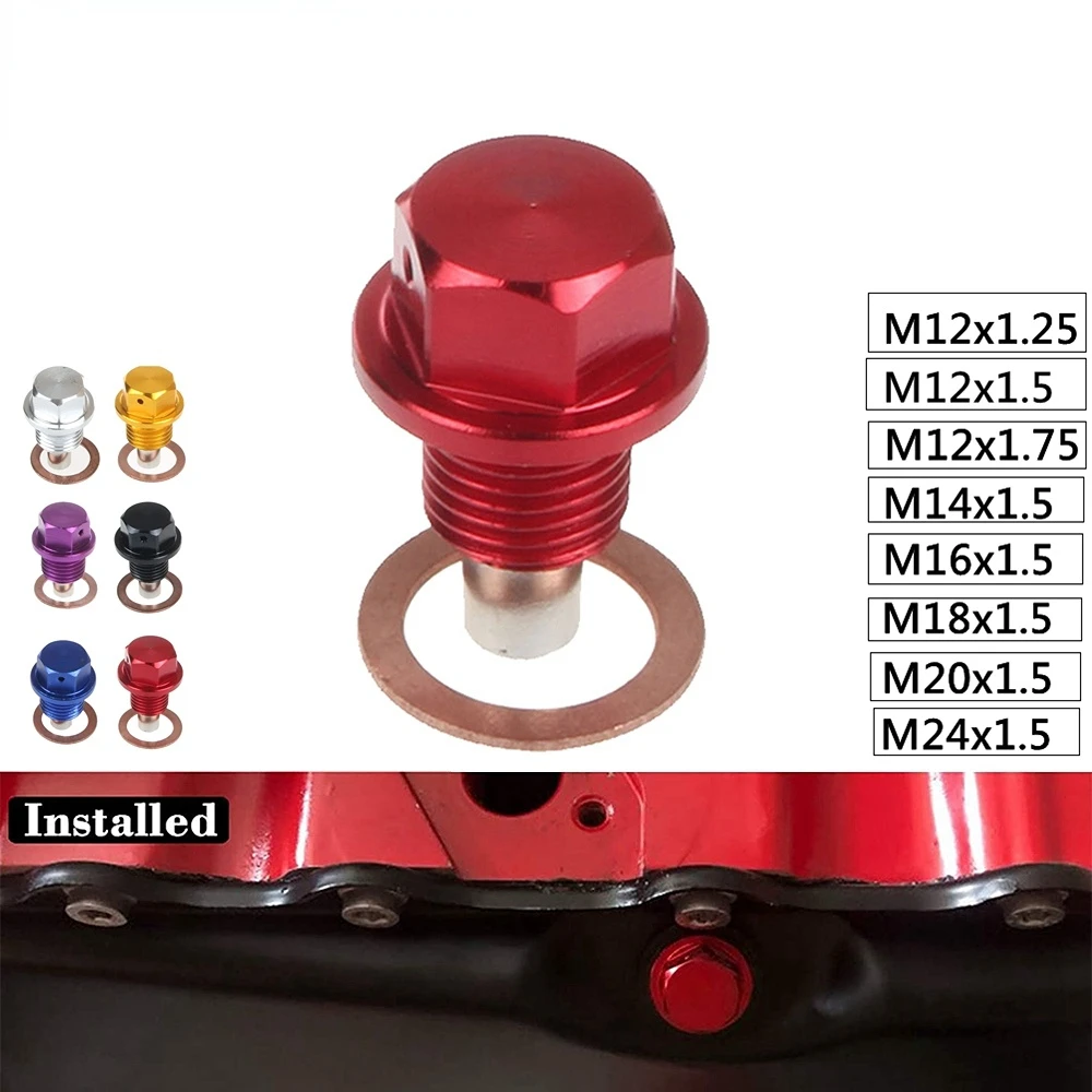 M12x1.5 M12x1.25 Magnetic Oil Drain Plug Oil Drain Sump Nut Aluminum ...