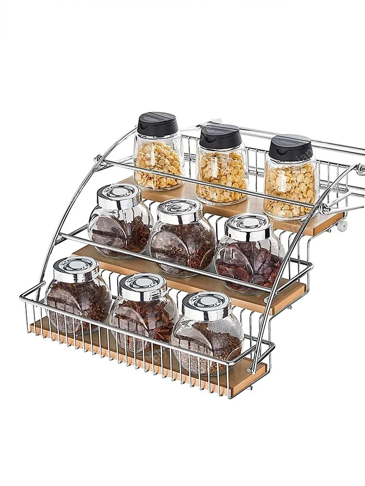 Kitchen-Cabinet-Hanging-Cabinet-Pull-down-Basket-Condiment-Lifting-Rack ...