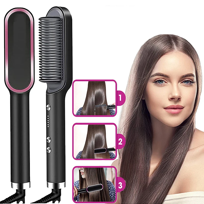 New-Dual-Purpose-Heated-Straightening-And-Curling-Comb-With-Negative ...