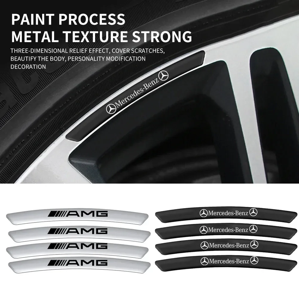 4Pcs Wheel Hub Stickers Wheel Rims Decoration Strips for MERCEDES BENZ ...