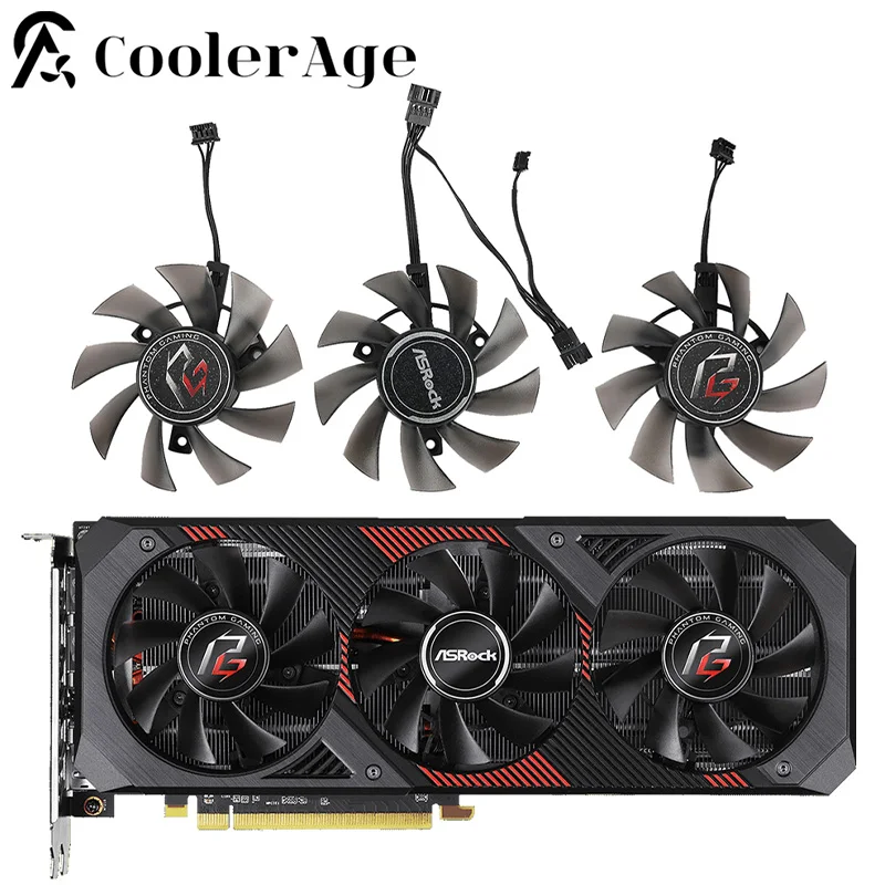 New 75MM T128015SH Cooler Fan Replacement For ASROCK AMD Radeon RX 5600 ...