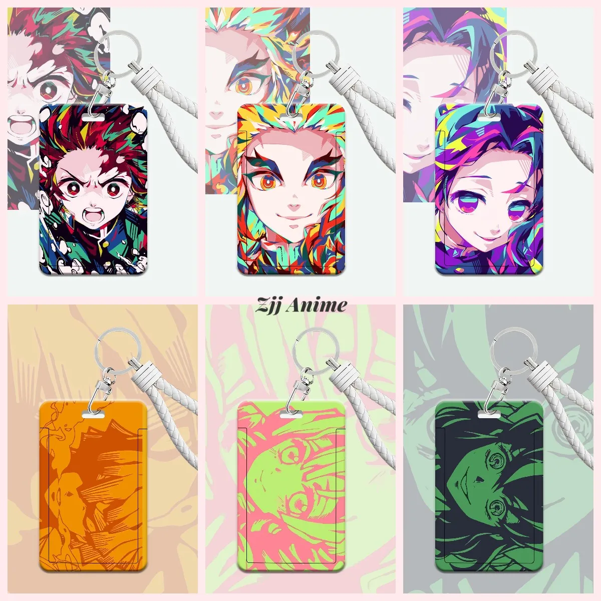 Hot-Anime-Demon-Slayer-Card-Set-Cases-Lanyard-Key-Lanyard-Badge-ID-Bank ...