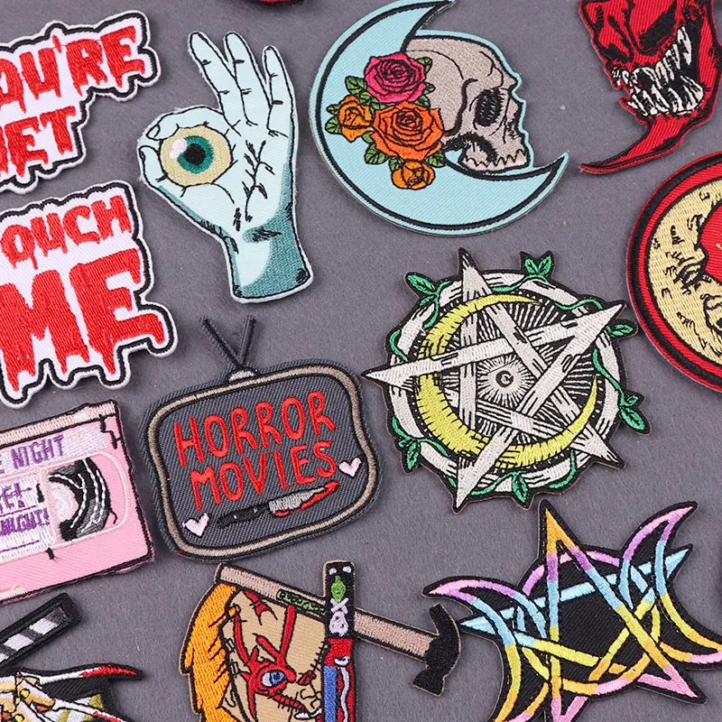 Horror Embroidery Patch Iron On Patches On Clothes Stripes DIY Mystery ...