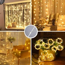 LED Garland Curtain Lights 8 Modes USB Remote Control Fairy Lights ...