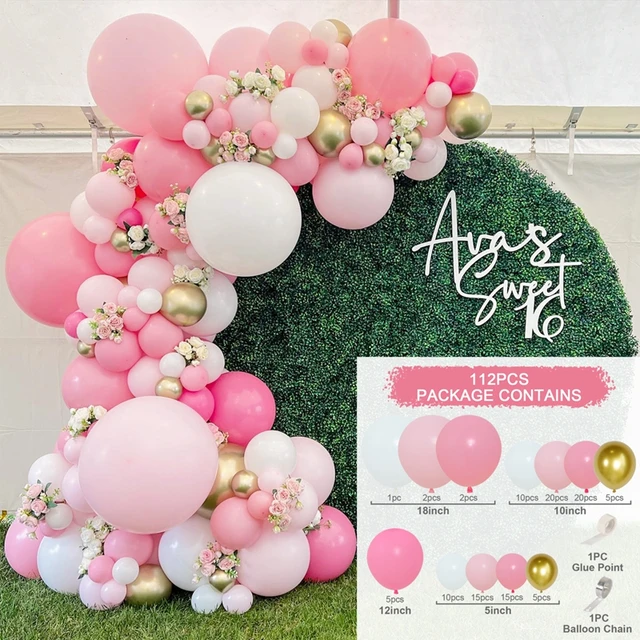 Light Deep Pink Platinum 112pcs Balloon Garland Arch Kit Wedding Decor ...