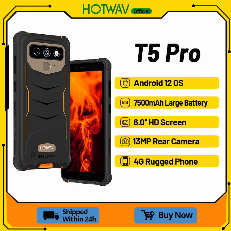 Hotwav T5 Pro 4G Rugged Smartphone Android 12 OS MTK6761 6.0 Inch Screen 4GB 32GB 7500mAh ...