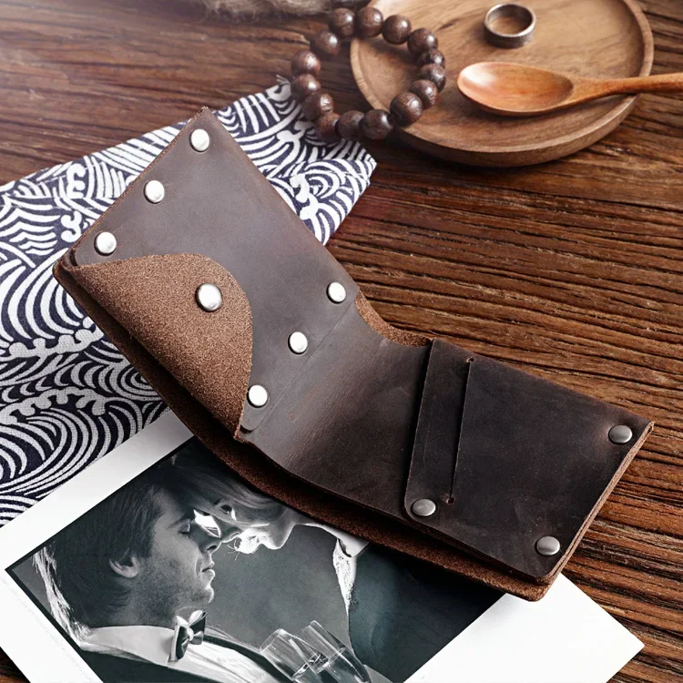 Handmade Minimalist Wallet for Men Short Mini Genuine Leather Small ...