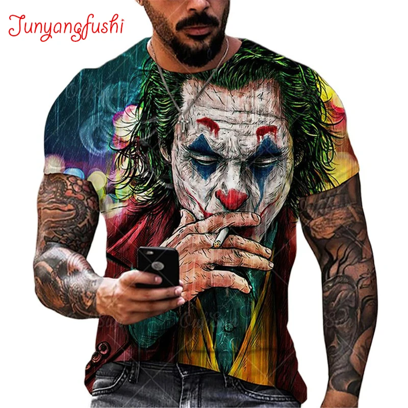 Modna koszulka 3D z nadrukiem jokera dla mężczyzn na co dzień z krótkim rękawem koszulka z ...