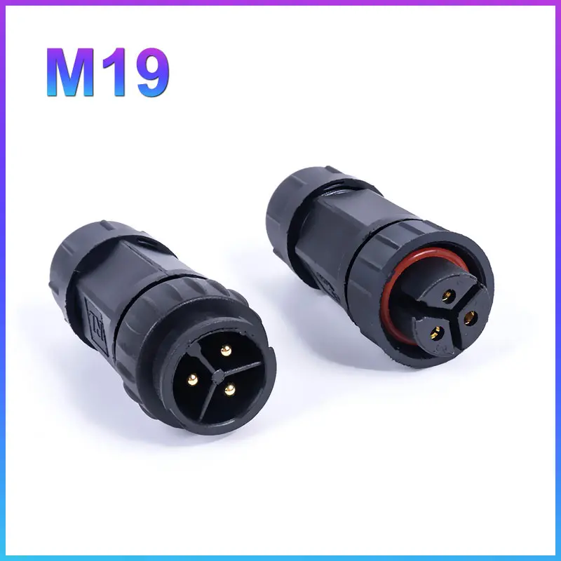 M19 Cable Connector Waterproof IP68 20A Electrical Wire Sealed ...