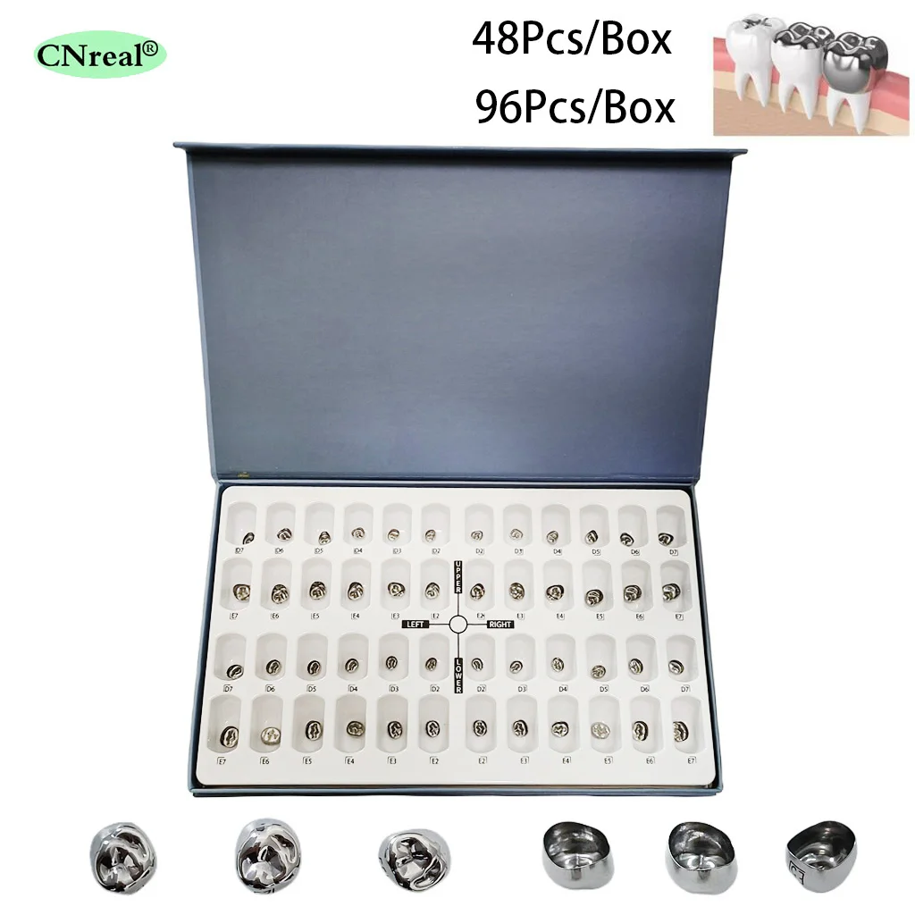 48-96-Pcs-Dental-Kid-Crown-Stainless-Steel-Children-Temporary-Preformed ...