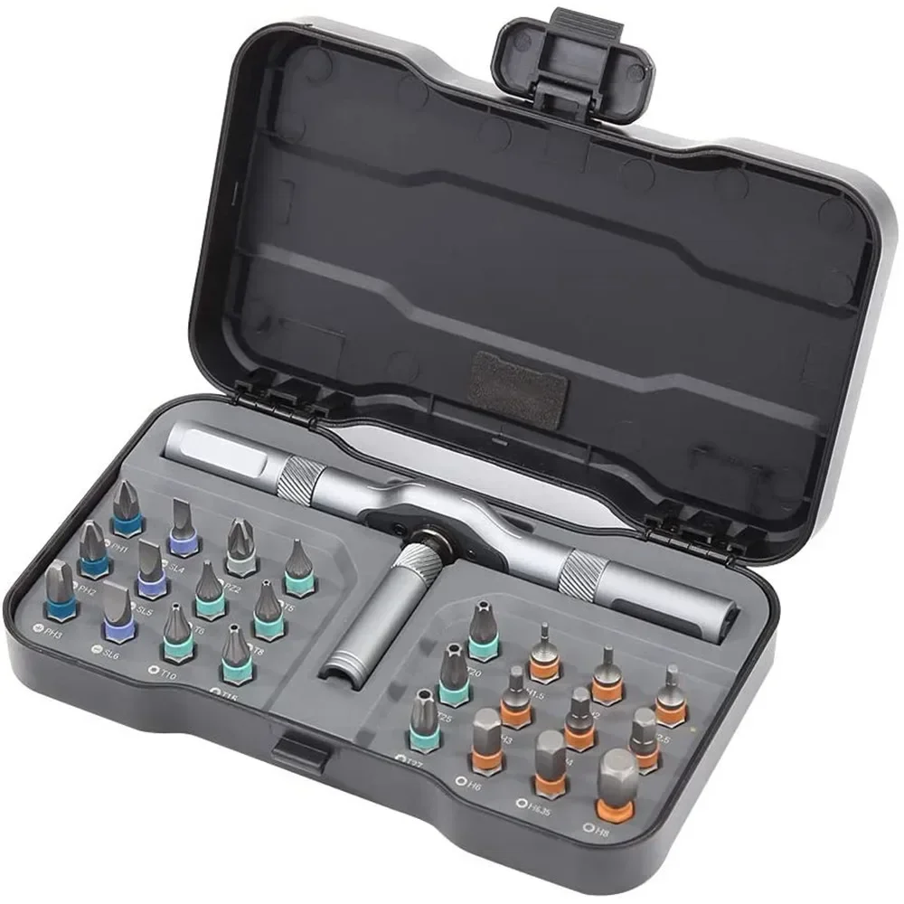 Precision Ratchet Screwdriver Set, 24 in 1 S2 Magnetic Screwdriver Bit ...