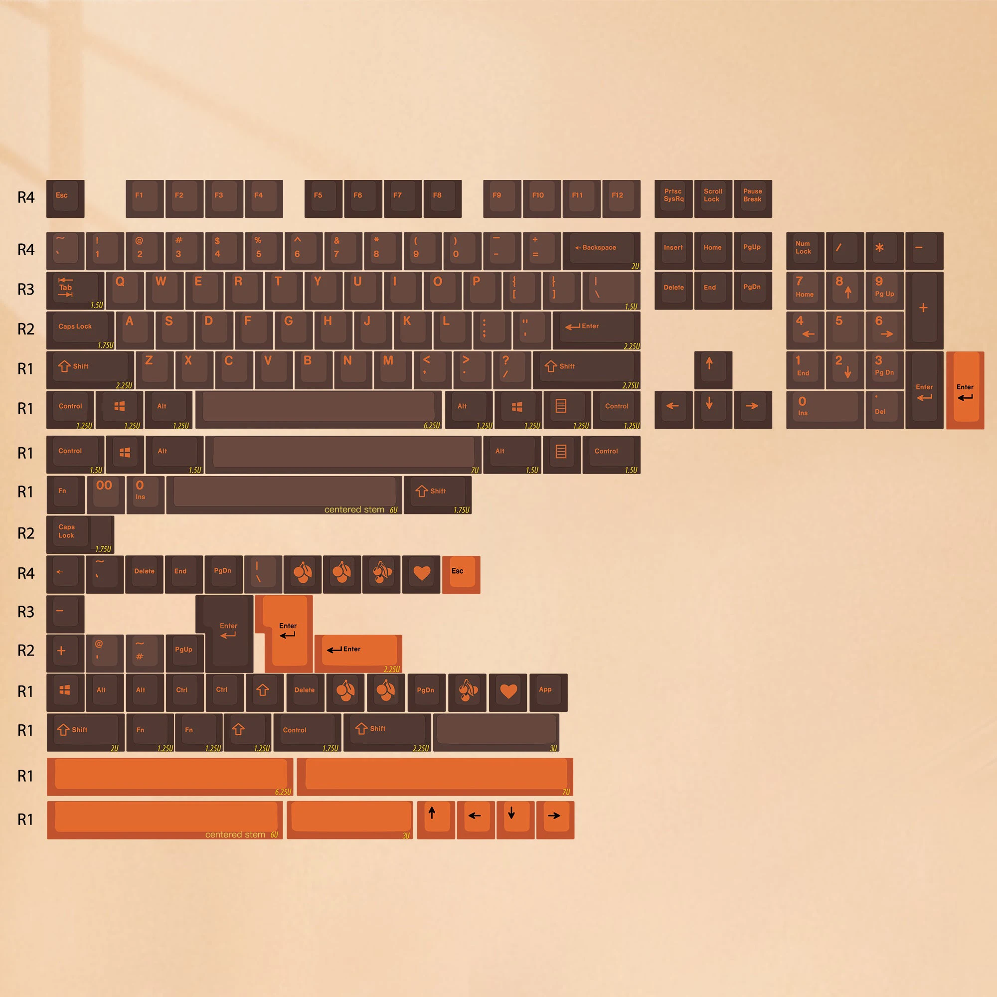 EPBT Enjoypbt 체리 프로파일 돌치 오렌지 키캡 (Dolch Orange ABS Doubleshot Cherry ...