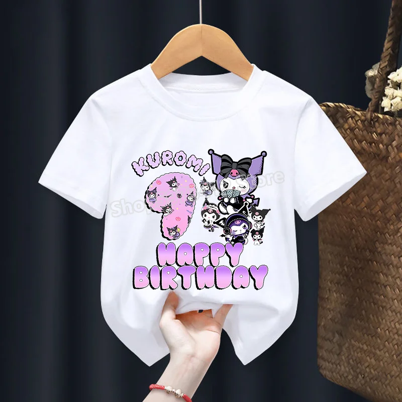 Camisetas Kuromi, ropa para niñas, camisetas kawaii con números del 1 ...