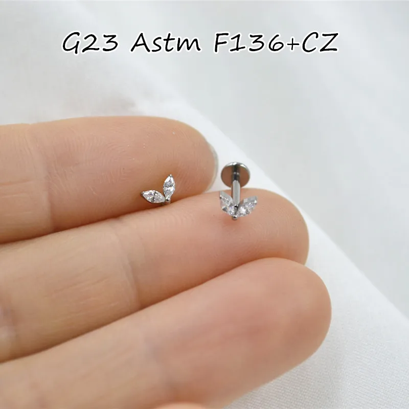 Lot10pcs-Body-Jewelry-16G-G23-Titanium-Oval-CZ-Gem-Lip-Labret-Bar-Ear ...