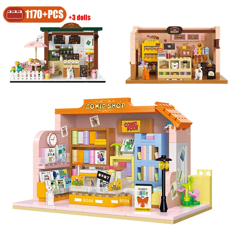 Mini-City-Street-View-Coffee-Houses-Building-Blocks-MOC-Kitten-Bakery ...