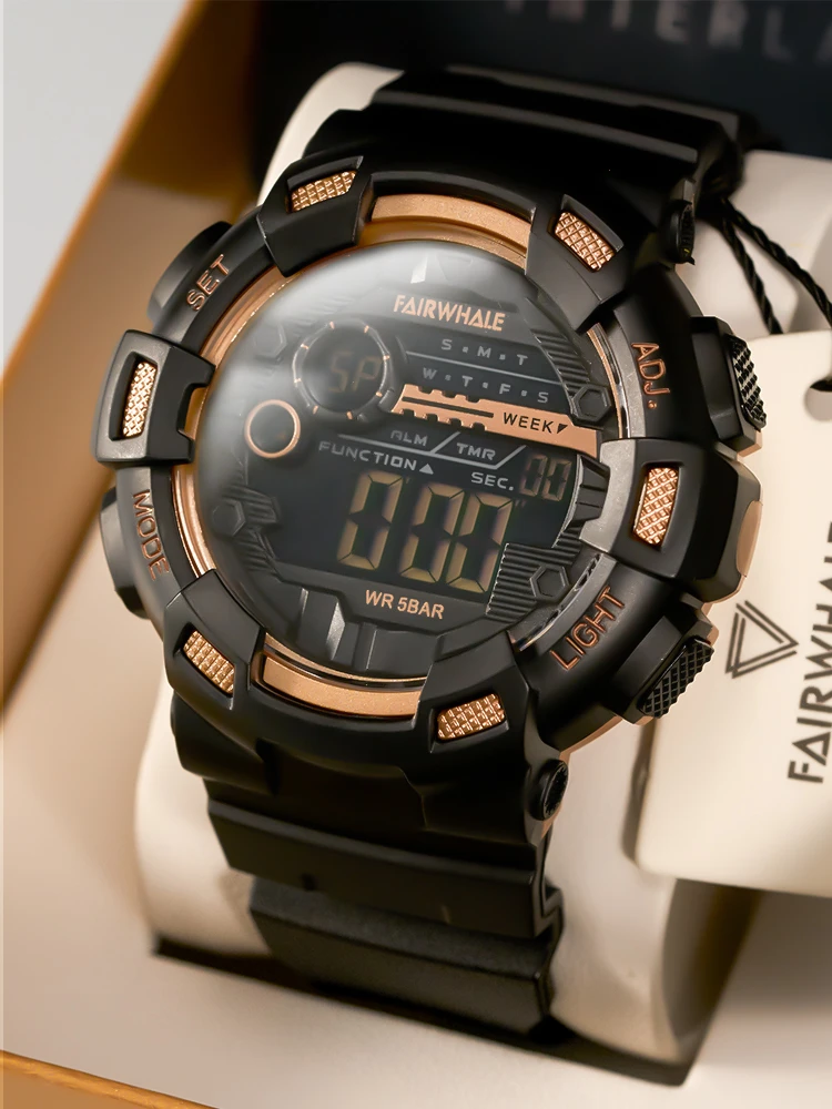 Mark Fairwhale Watch Men Black Tech Student Trend Waterproof Luminous ...