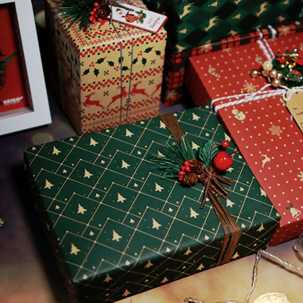 8-Pcs-Christmas-Wrapping-Paper-Vellum-Packing-DIY-Gift-Wrapper-Yellow ...