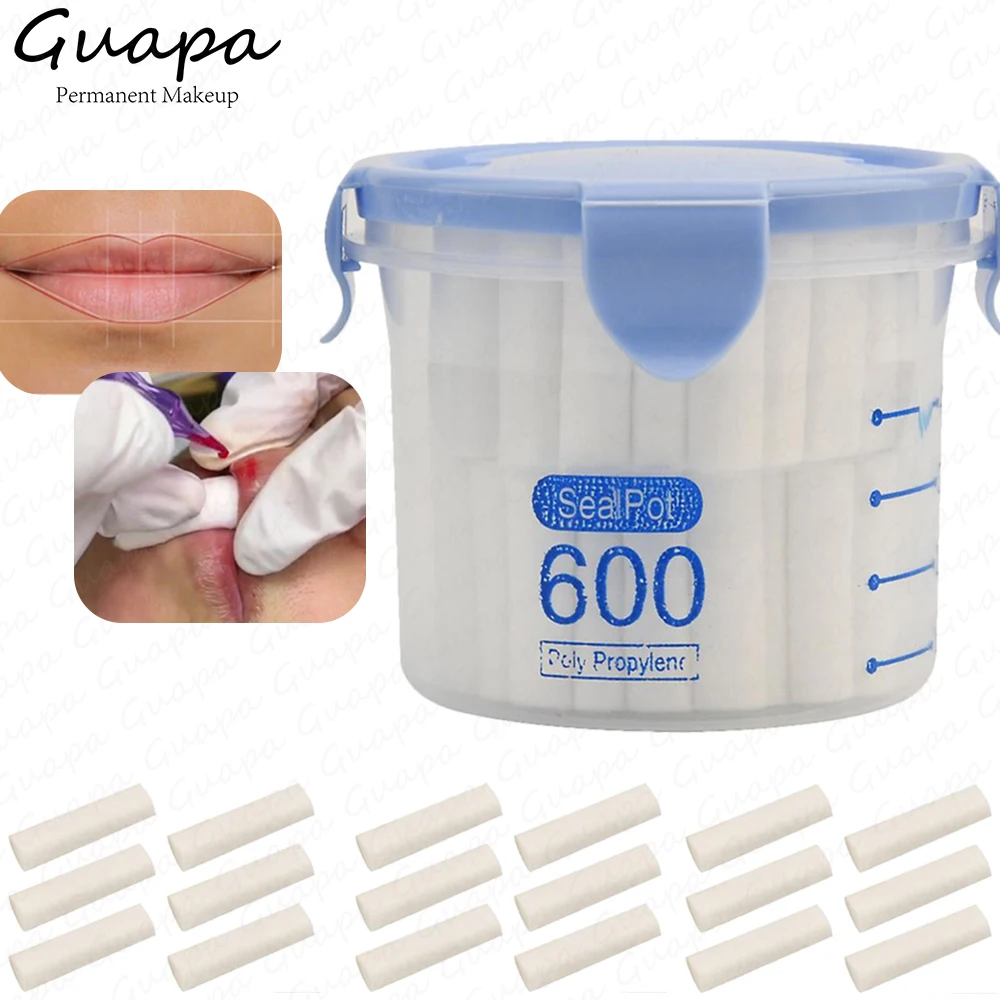100PCS-Disposable-Lip-Tattoo-Skin-Stretching-Cotton-Stick-With-Box-Semi ...