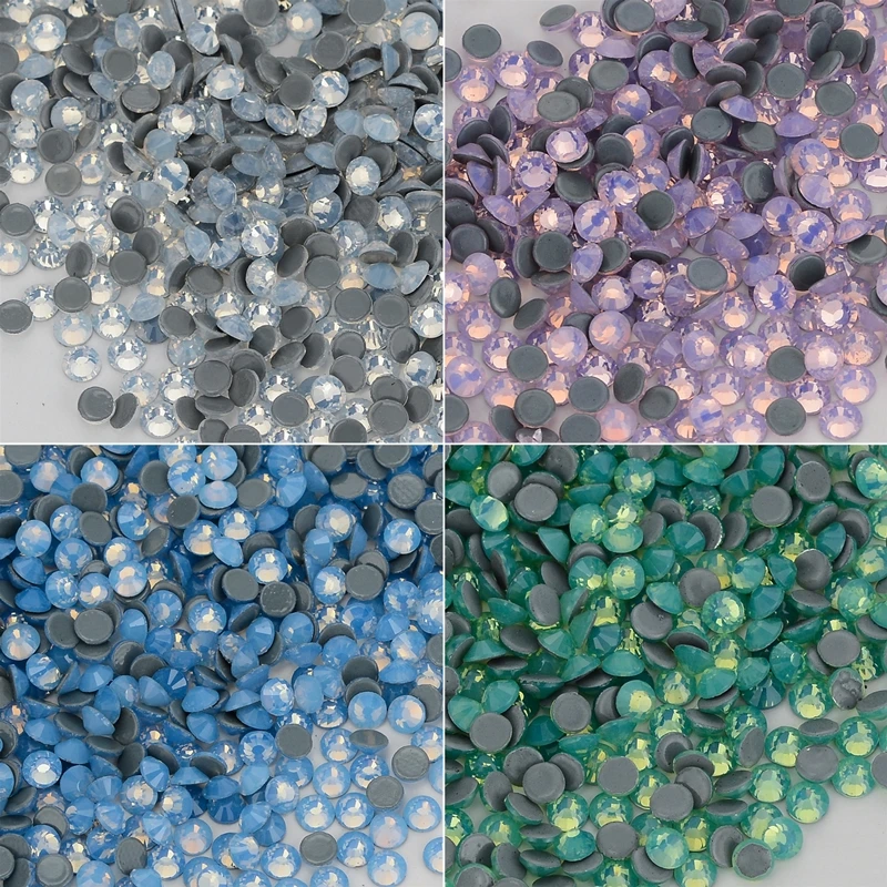 High Quality Glass Flatback Rhinestone White Green Blue Pink Opal ...