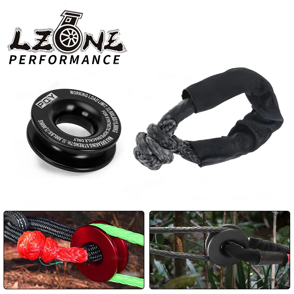 55000lbs-Winch-Rope-Synthetic-Soft-Shackle-Recovery-Ring-Set-Rugged ...