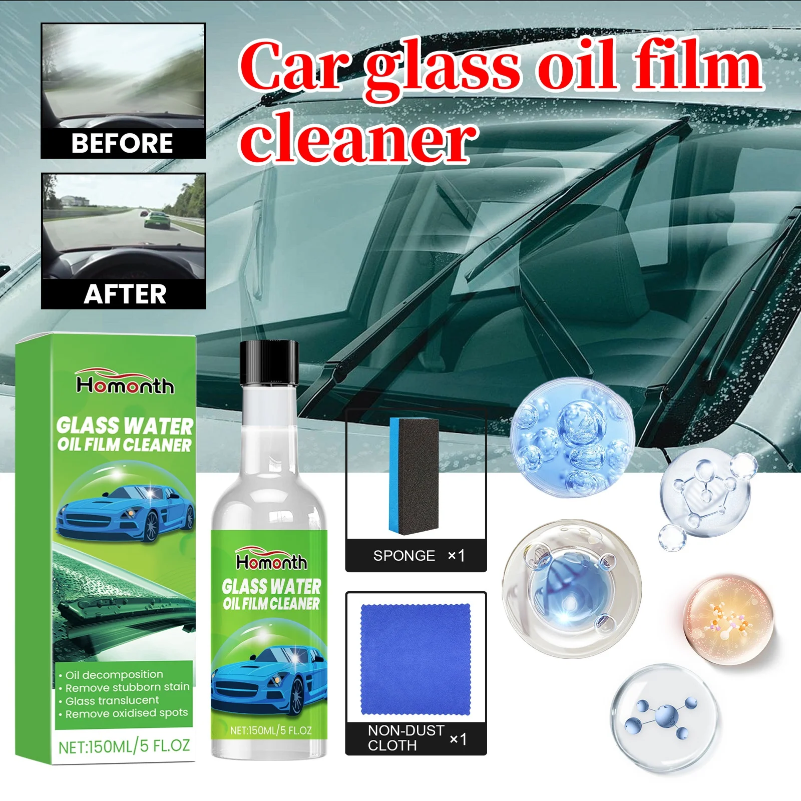 Glass Water Cleaner 150ml Car Front Windshield Cleaning Liquid Water ...