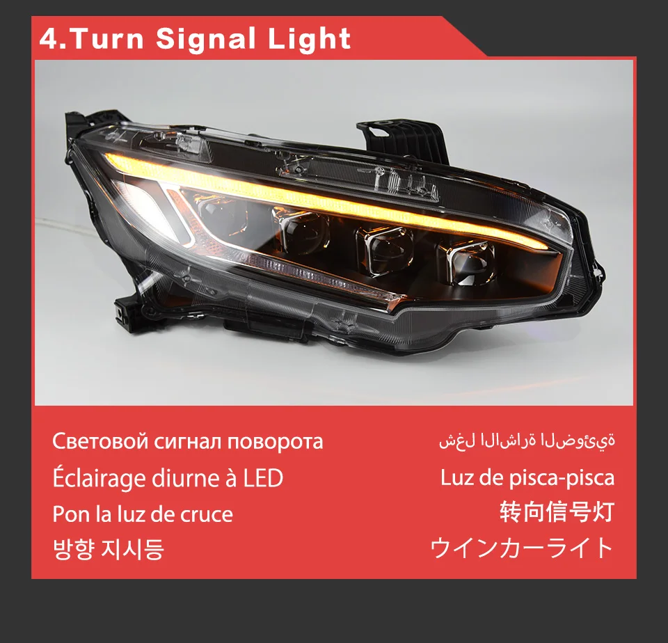 Civic X Headlights 2017-2020 New Civic LED Headlight Sedan Hatchback ...