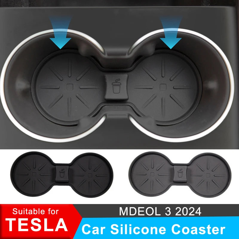 Car-Silicone-Anti-Dirty-Water-Cup-Coaster-For-Tesla-Model-3-2024-Car ...