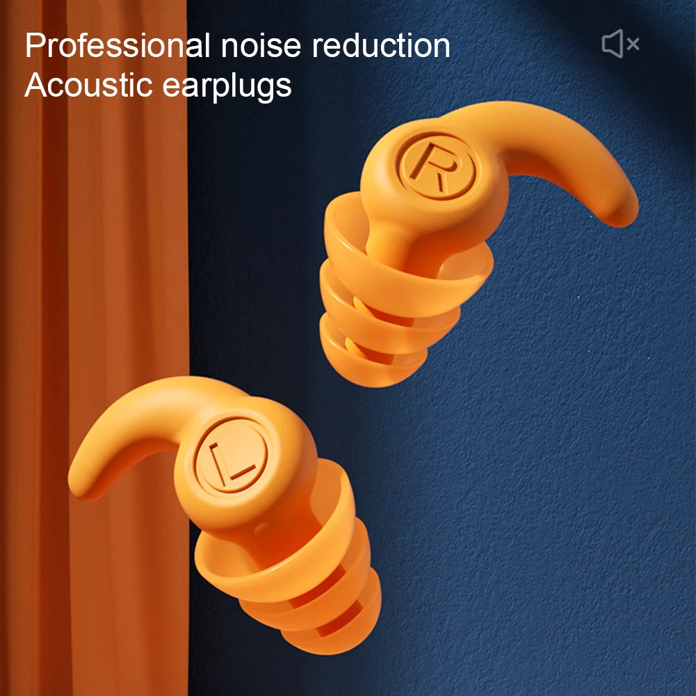1 Pair Protective Earplugs 3 Layers Tapered Soft Silicone Waterproof ...