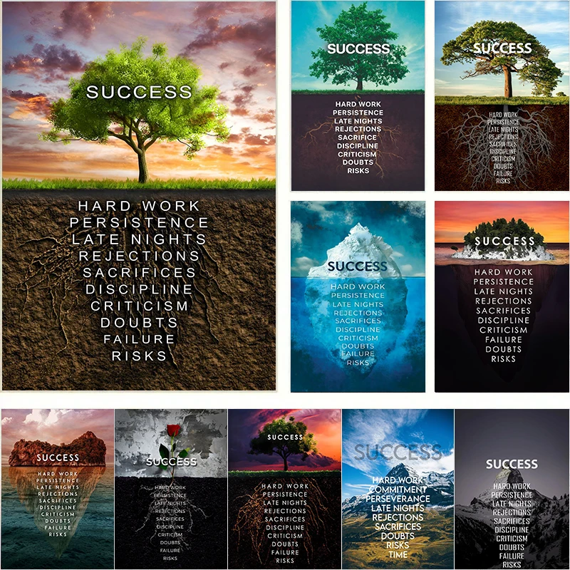 Motivational-Success-Quote-Posters-Canvas-Painting-Abstract-Iceberg ...