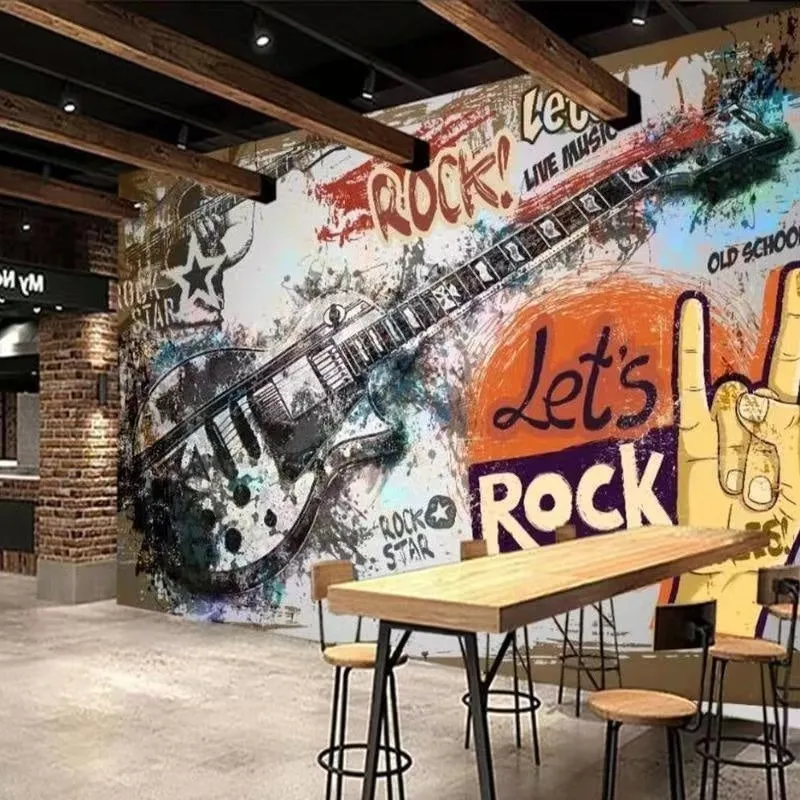 Custom murals European American graffiti music bar KTV tooling bedroom ...