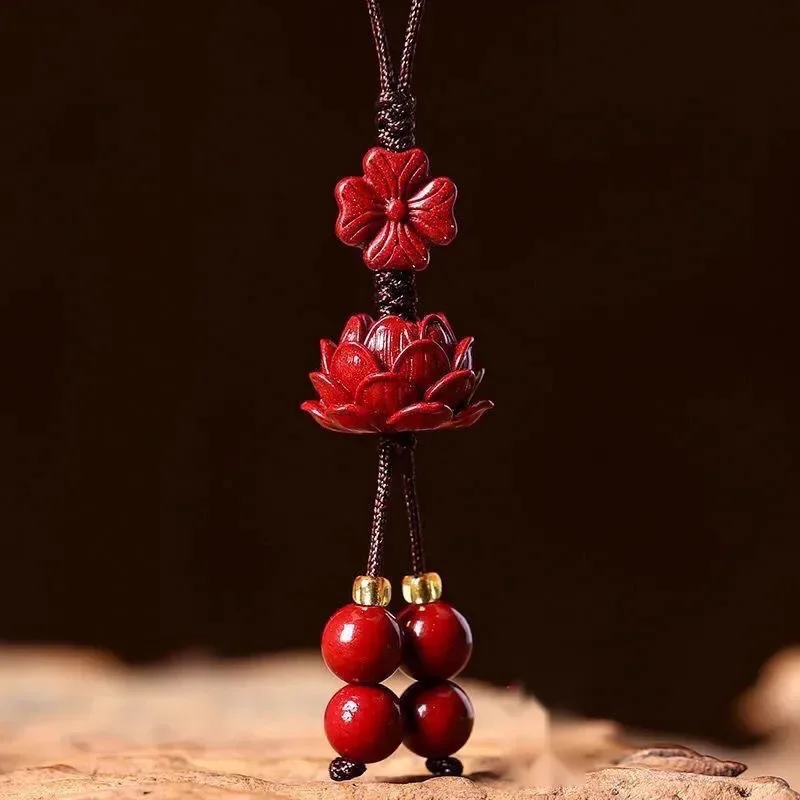 Customized-Cinnabar-Lotus-Key-Chain-Organic-Jewellery-Carved-Fashion ...