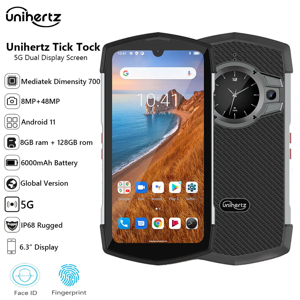2022 Unihert Tick Tock 5g Rugged Smartphone 8gb 128gb Octa Core 6.3 ...