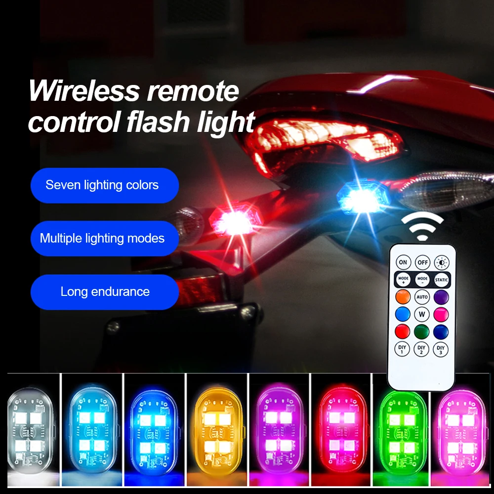 1/2/4/6 pcs RGB Led Aircraft Car Strobe lights Wireless Remote Control ...