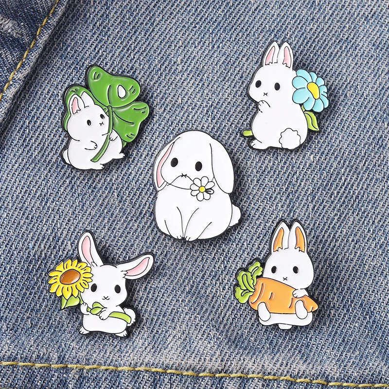 Creative-Cute-Big-eared-Rabbit-Enamel-Pins-Custom-Lovely-Docile-Animals ...